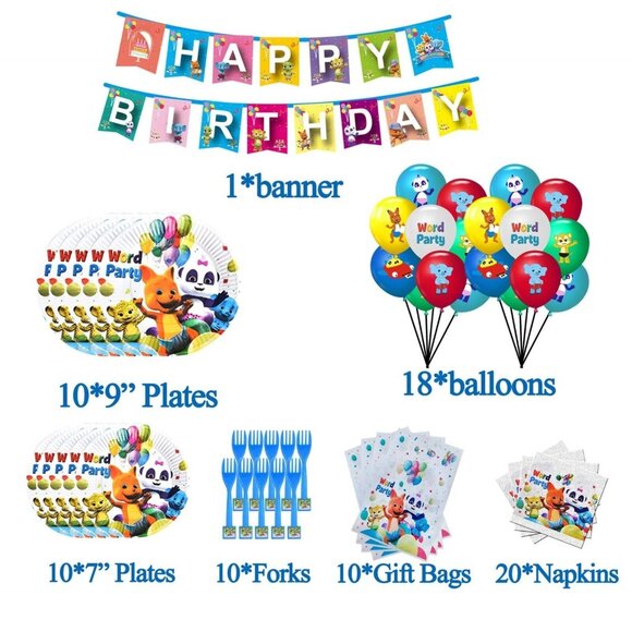 None | Party Supplies | Word Party Decoration Happy Birthday 82 Piece ...
